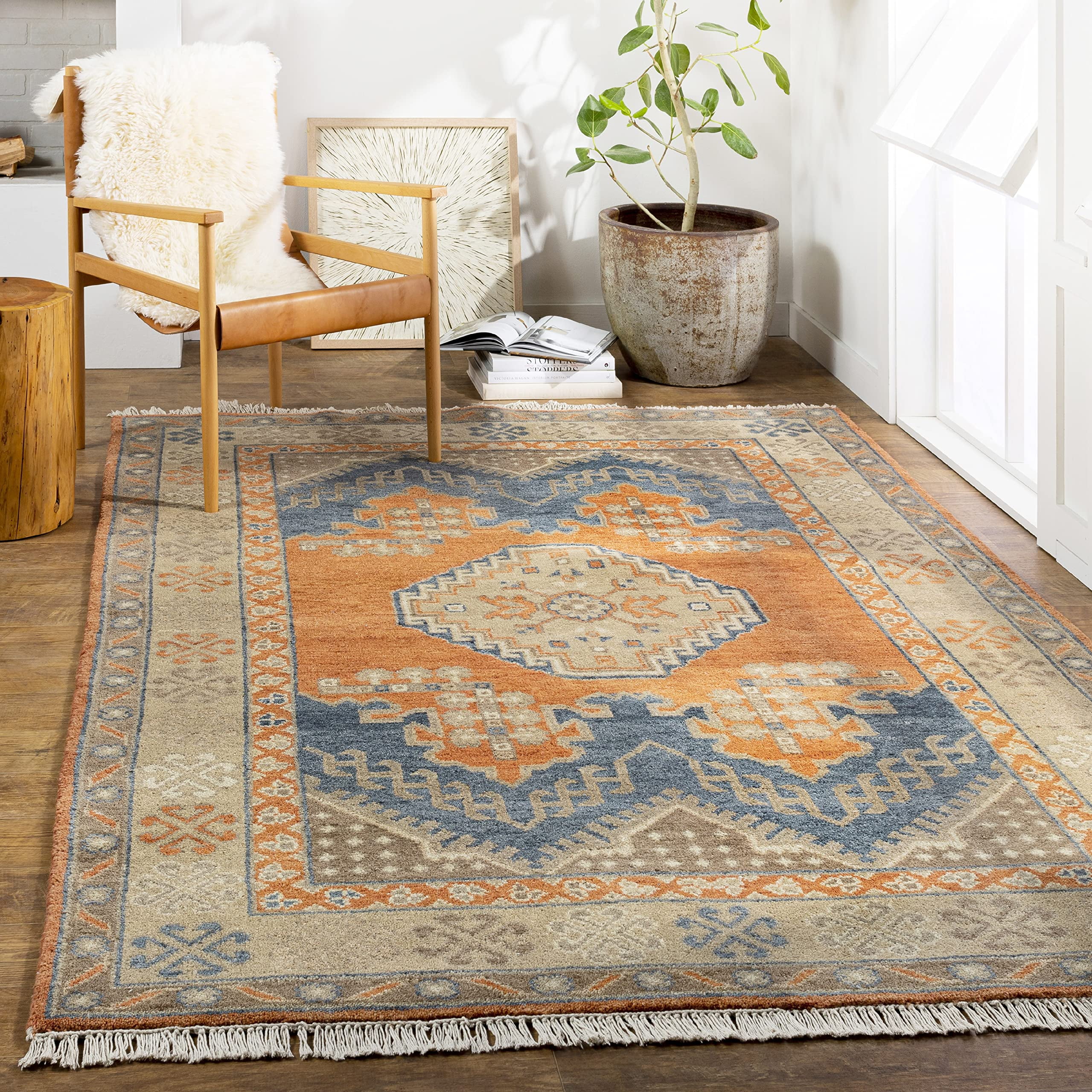 Mark&Day Wool Rugs, 2x3 Menzel Traditional Burnt Orange Area Rug ...
