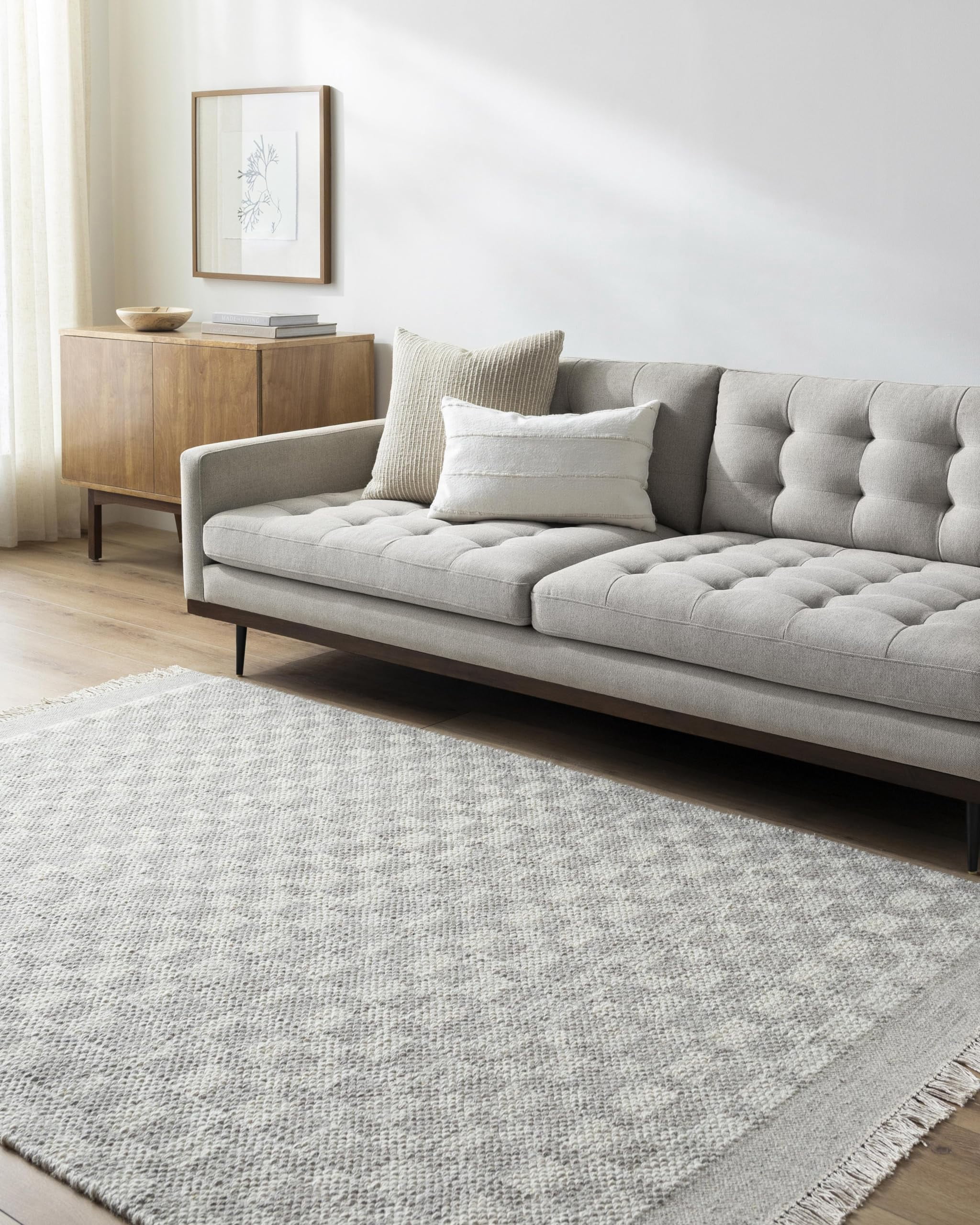 Mark&Day Wool Rugs, 2x8 Clinten Solid and Border Ivory Runner Checkered ...