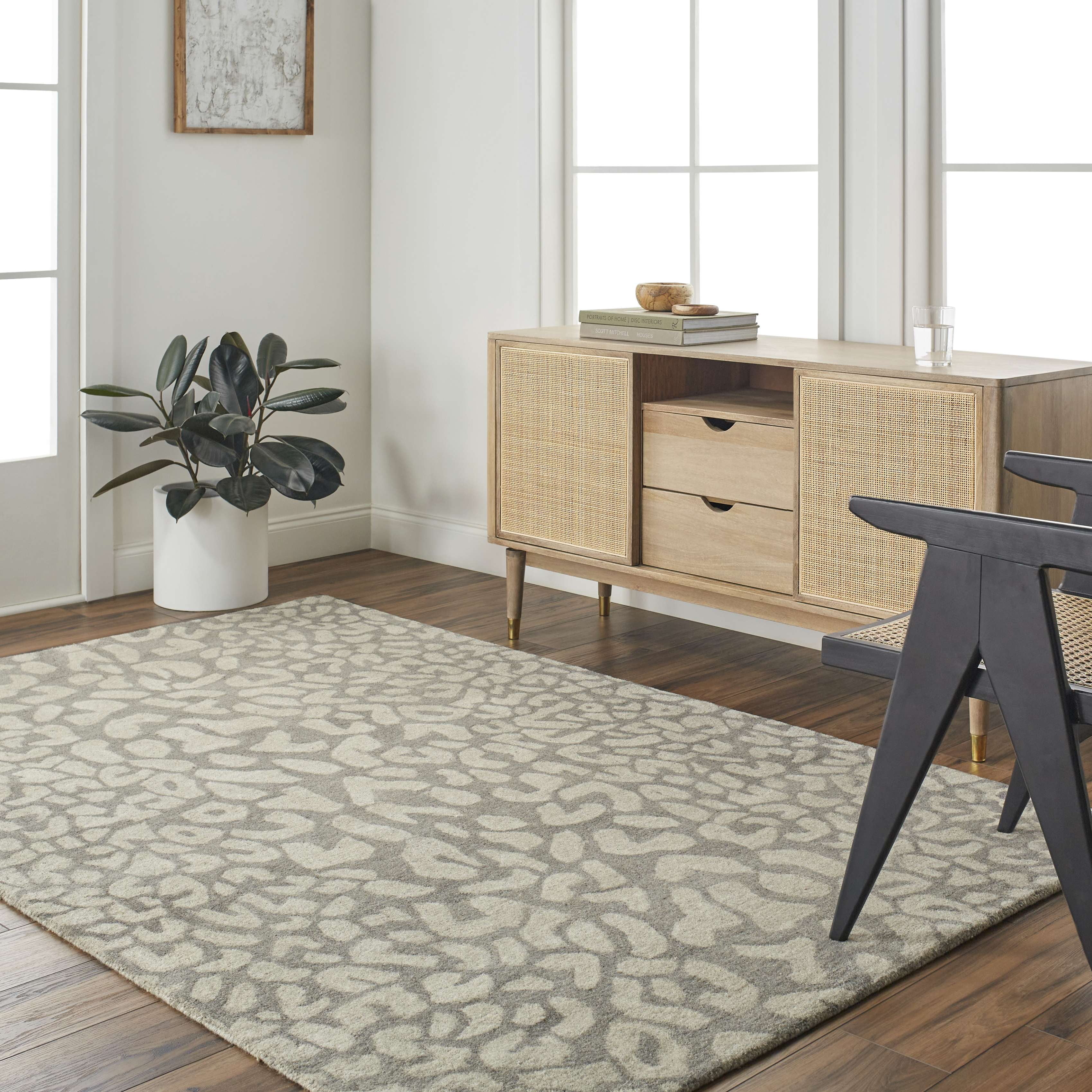 Mark&Day Wool Rugs, 5x8 Grenoble Modern Light Gray Area Rug (5' x 8 ...