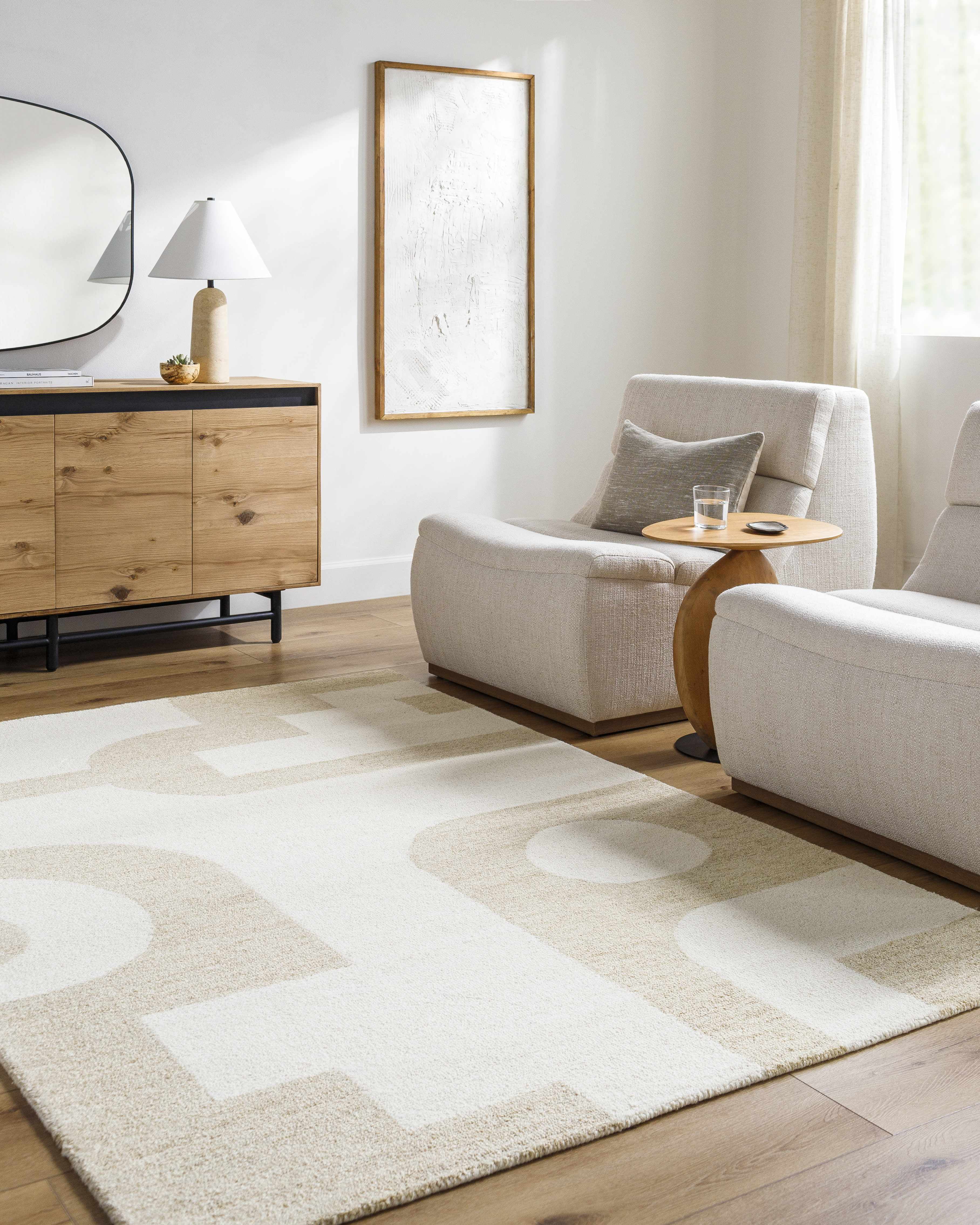 Mark&Day Wool Rugs, 8x10 Duc Modern Cream Area Rug, Beige Cream Carpet ...