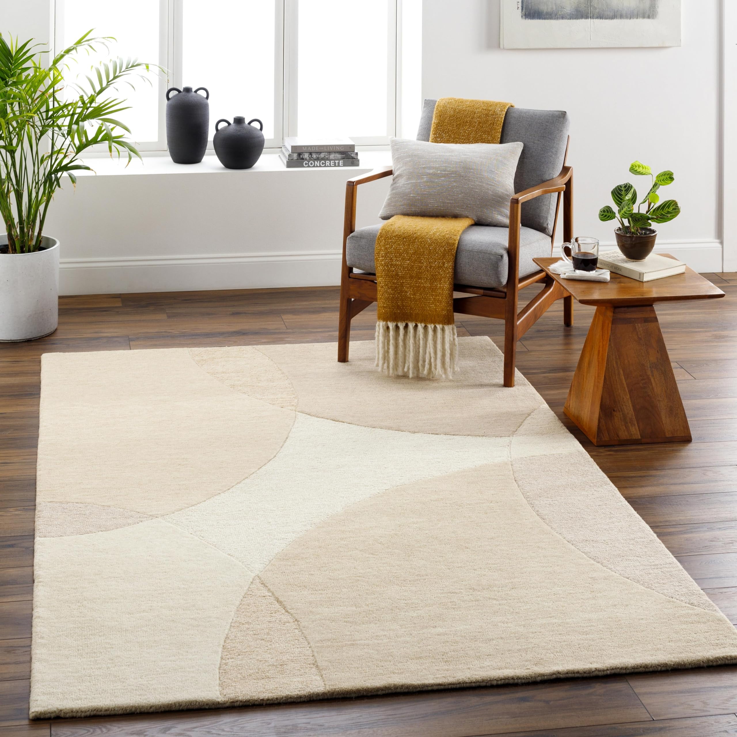 Mark&Day Wool Rugs, 8x10 Nicolina Modern Clay Area Rug, Beige Tan ...