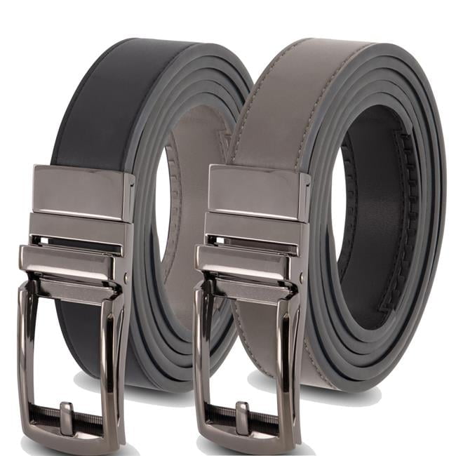 Mark Fred BGB Mens Leather Reversible Ratchet Belt with Black Buckle ...