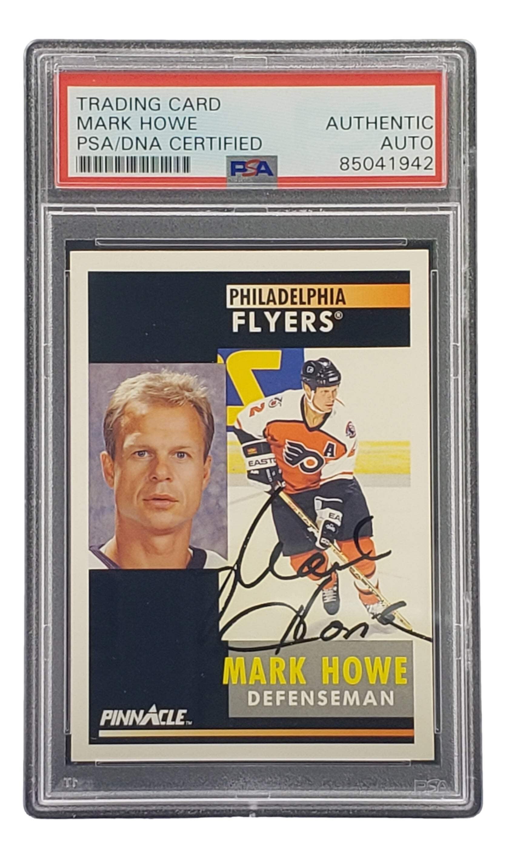 Mark Howe Signed 1991 Pinnacle #297 Philadelphia Flyers Hockey Card PSA ...