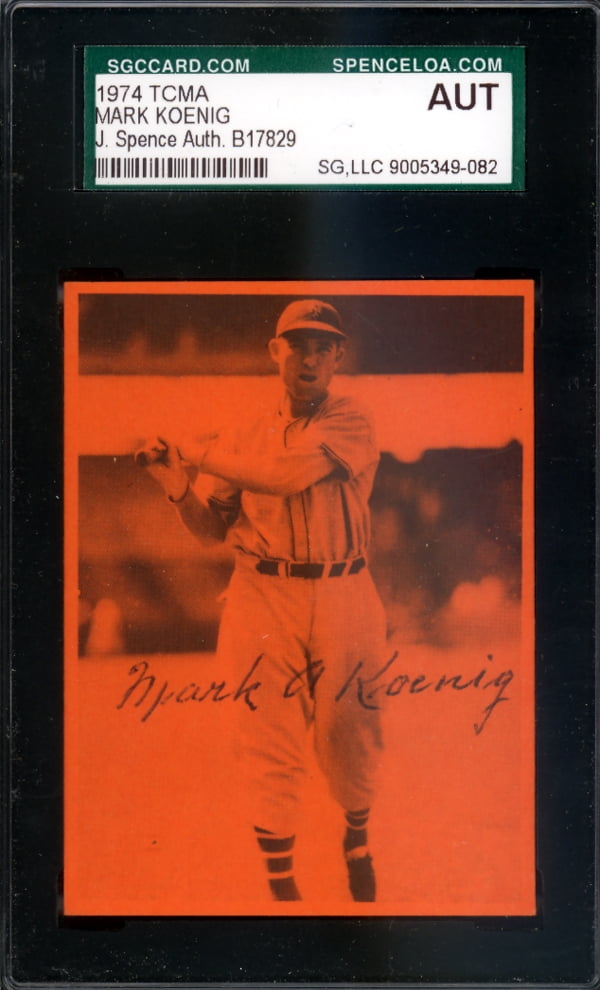 Mark Koenig Autographed 1974 TCMA Card JSA #B17829 - Walmart.com