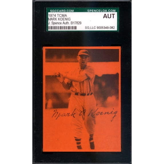 Mark Koenig Autographed 1974 TCMA Card JSA #B17829 - Walmart.com