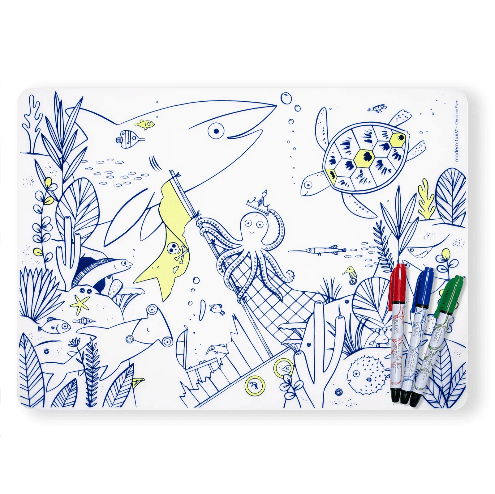 Mark-Mat Set [Hand-printed Silicone Coloring Mat + Kid-safe Markers ...