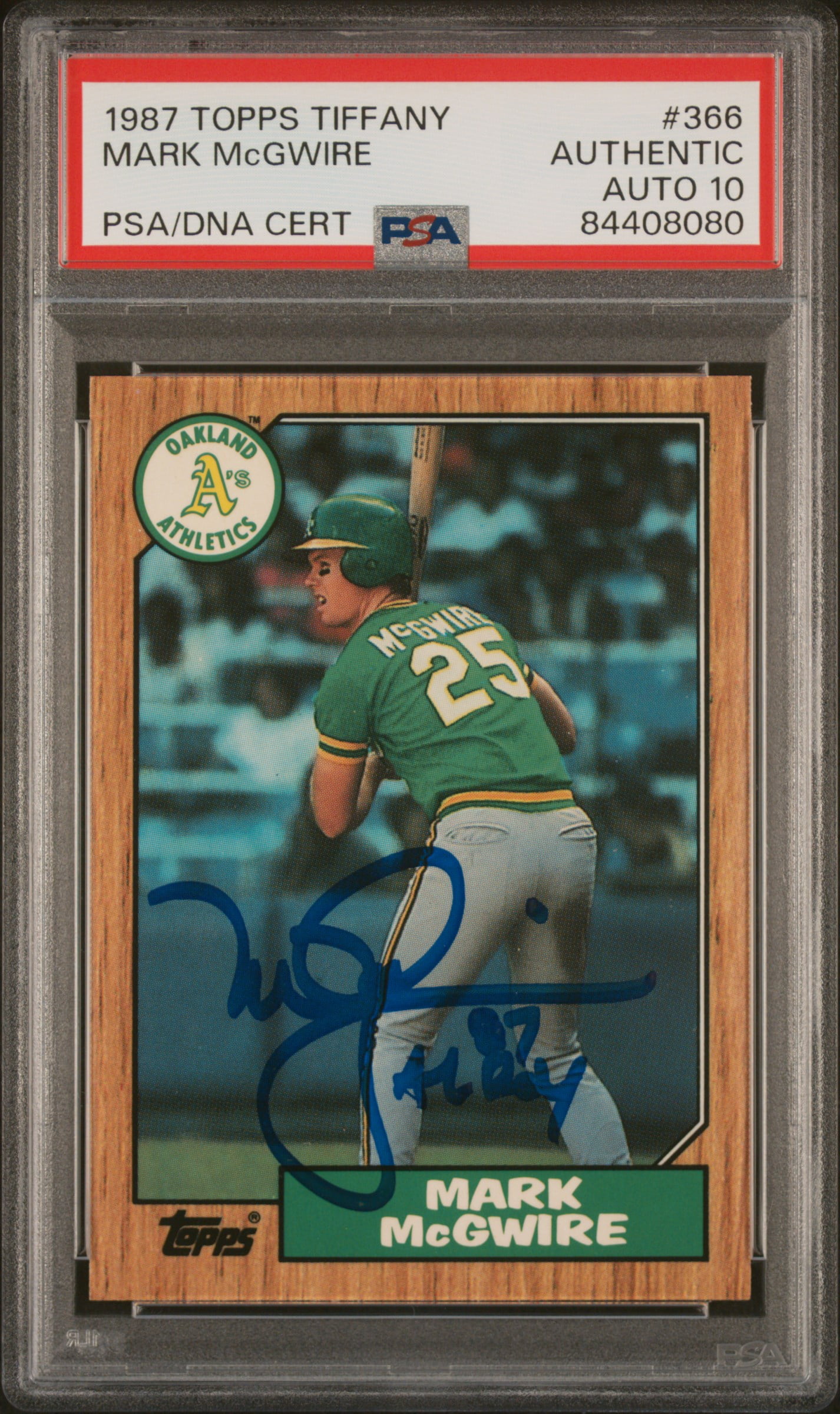 Mark McGwire 1987 Topps Tiffany Signed Baseball Rookie Card #366 Auto ...