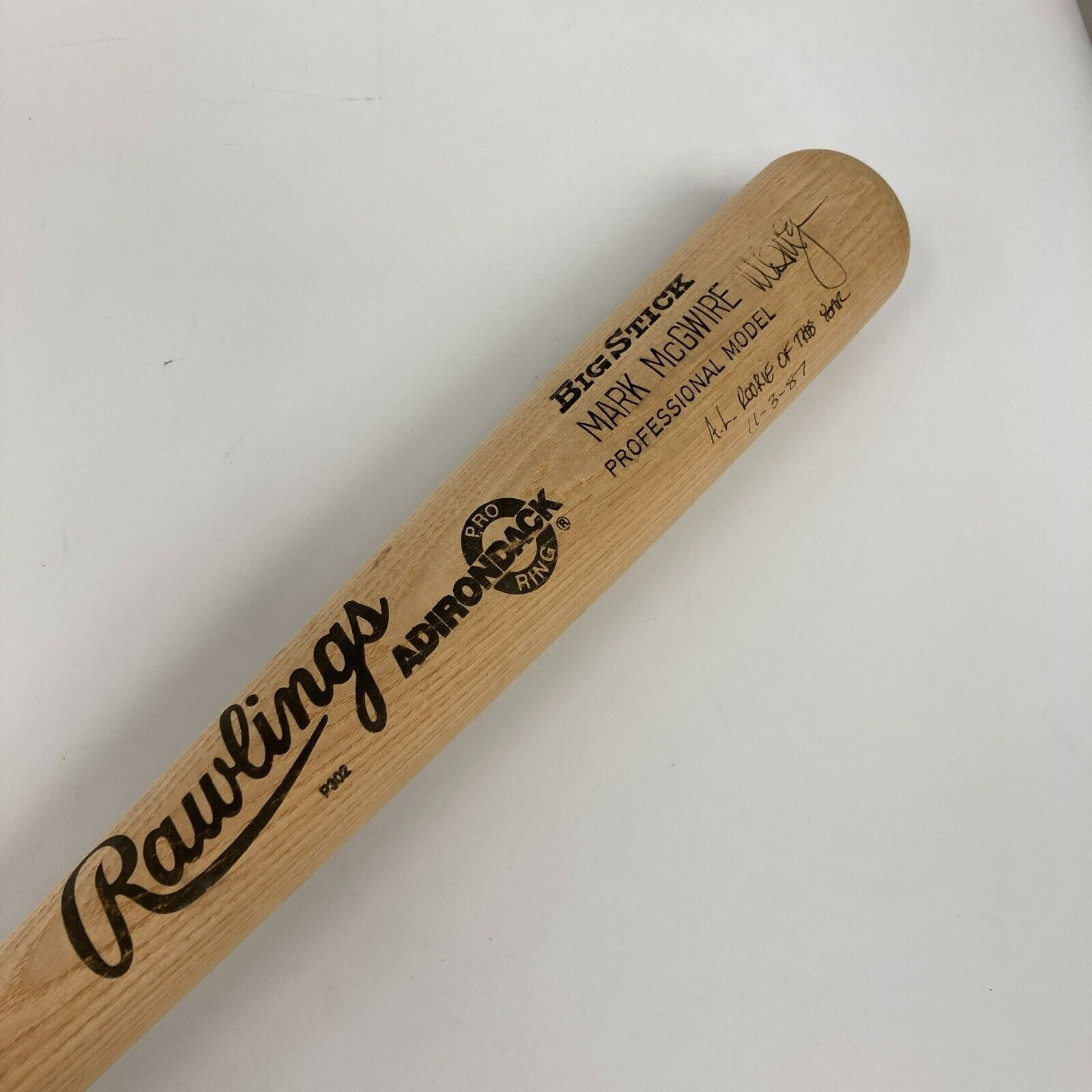 Mark Mcgwire "AL Rookie Of The Year 11-3-1987" Signed Game Model Bat ...