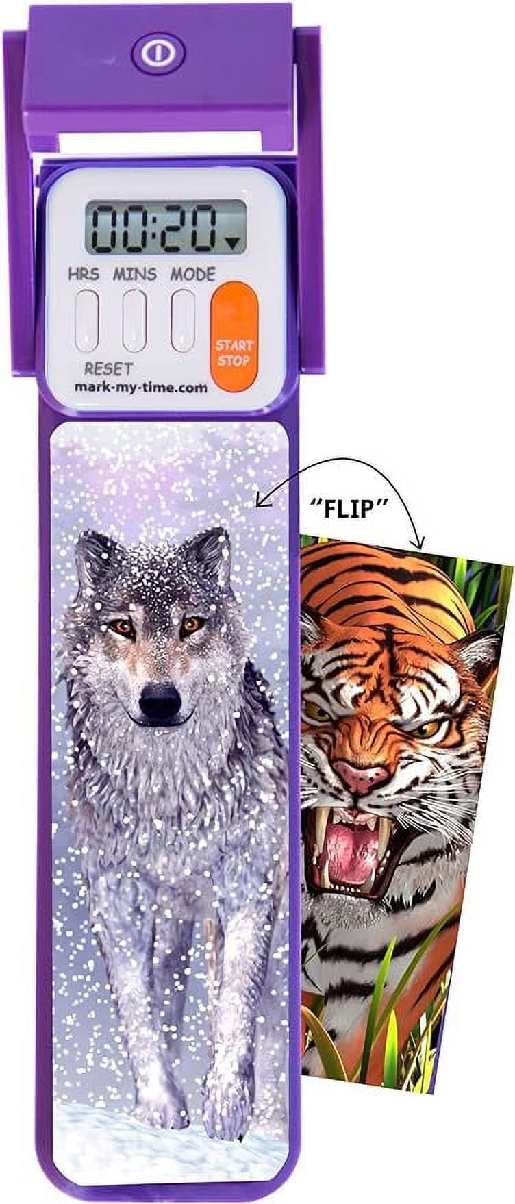 Mark-My-Time 3D “FLIP” Snow Wolf/Tiger Digital LED Booklight Reading ...