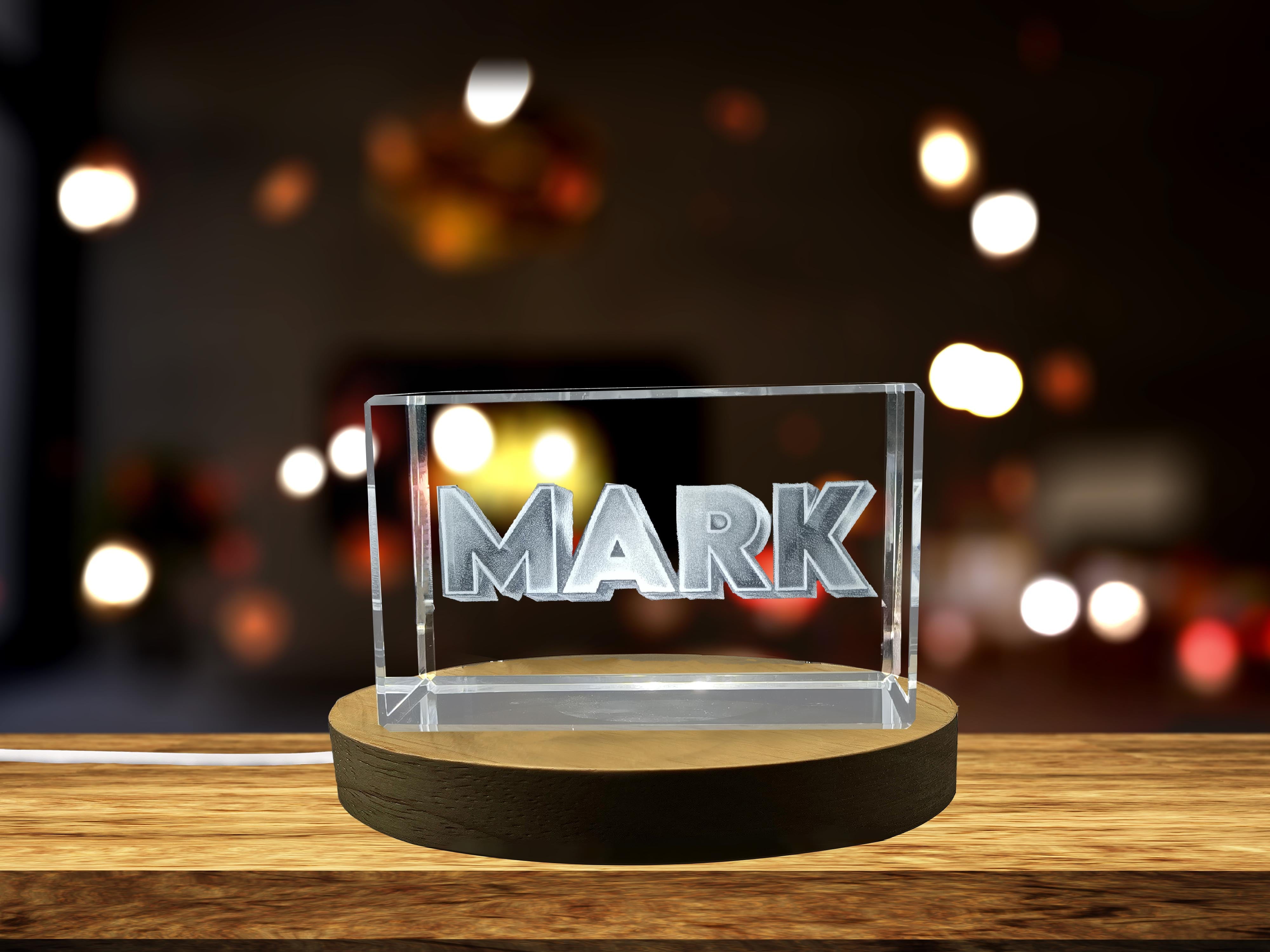 Mark | Names Art 3D Engraved Crystal - Walmart.com