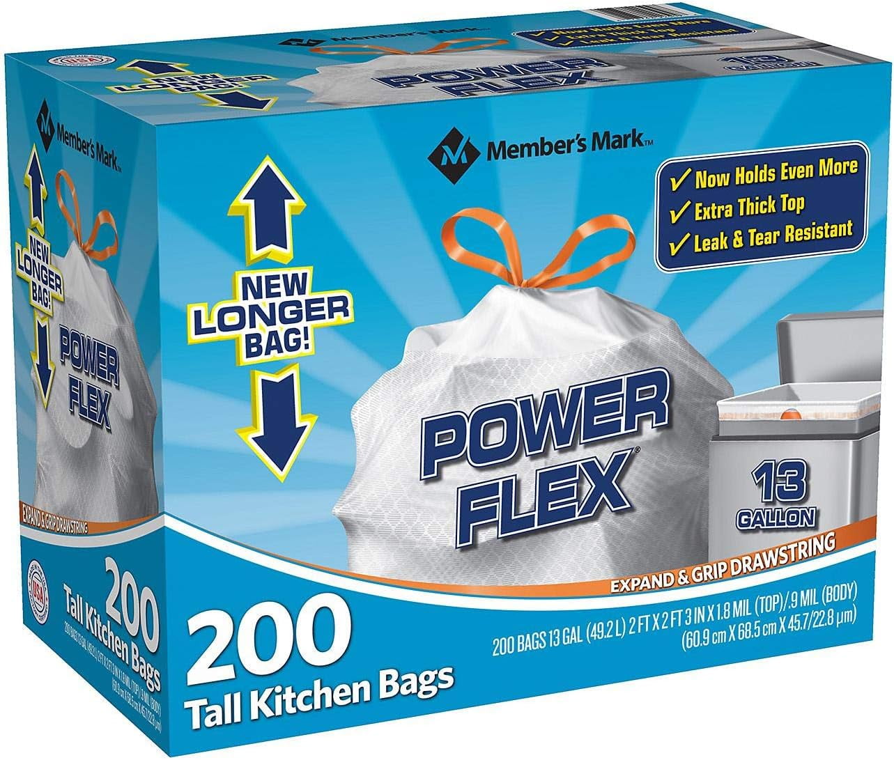Mark Power Flex Tall Kitchen Simple Fit Drawstring Bags - Walmart.com