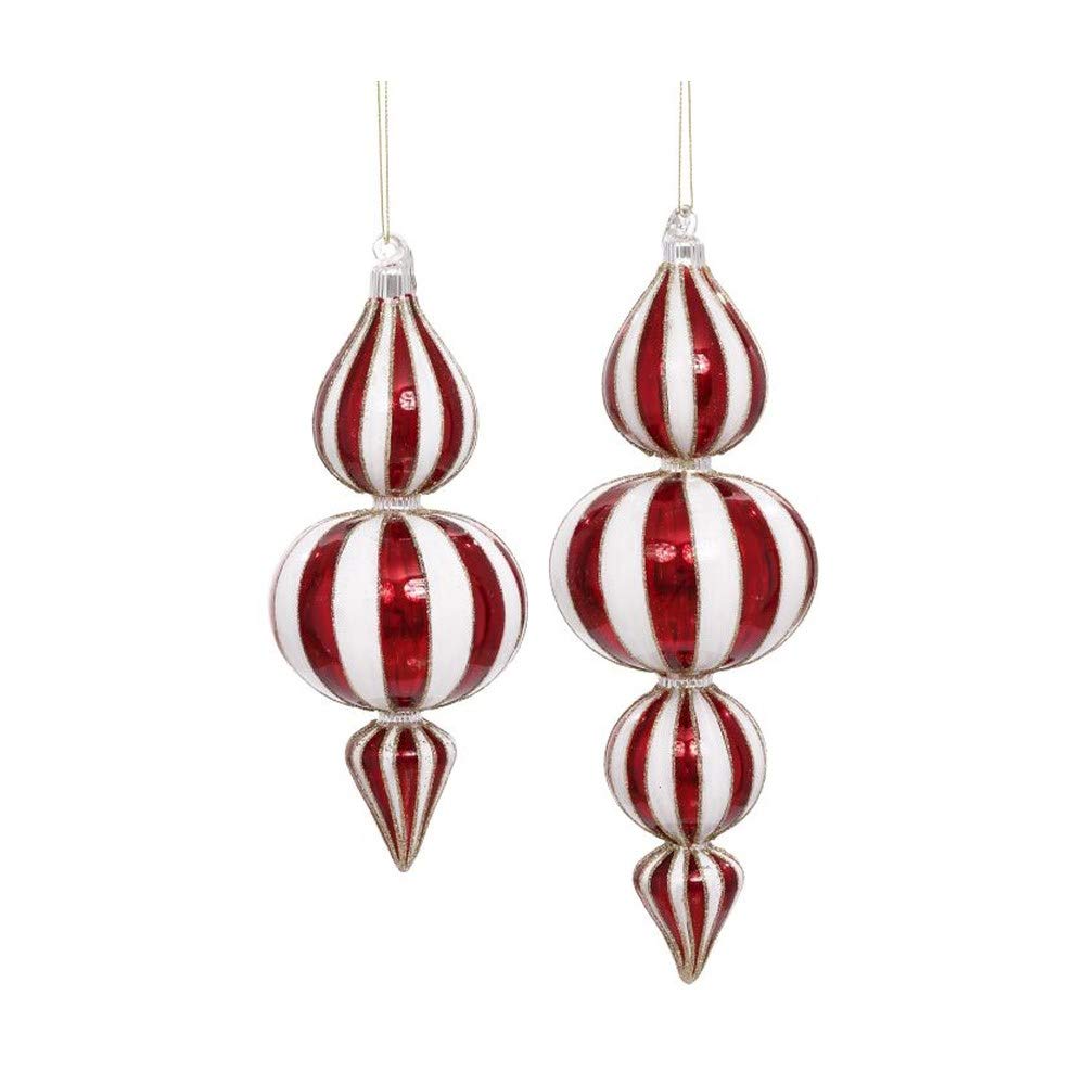 Mark Roberts 2020 Elegant Fancy Strips Finial 8'' Red/White, Assortment ...