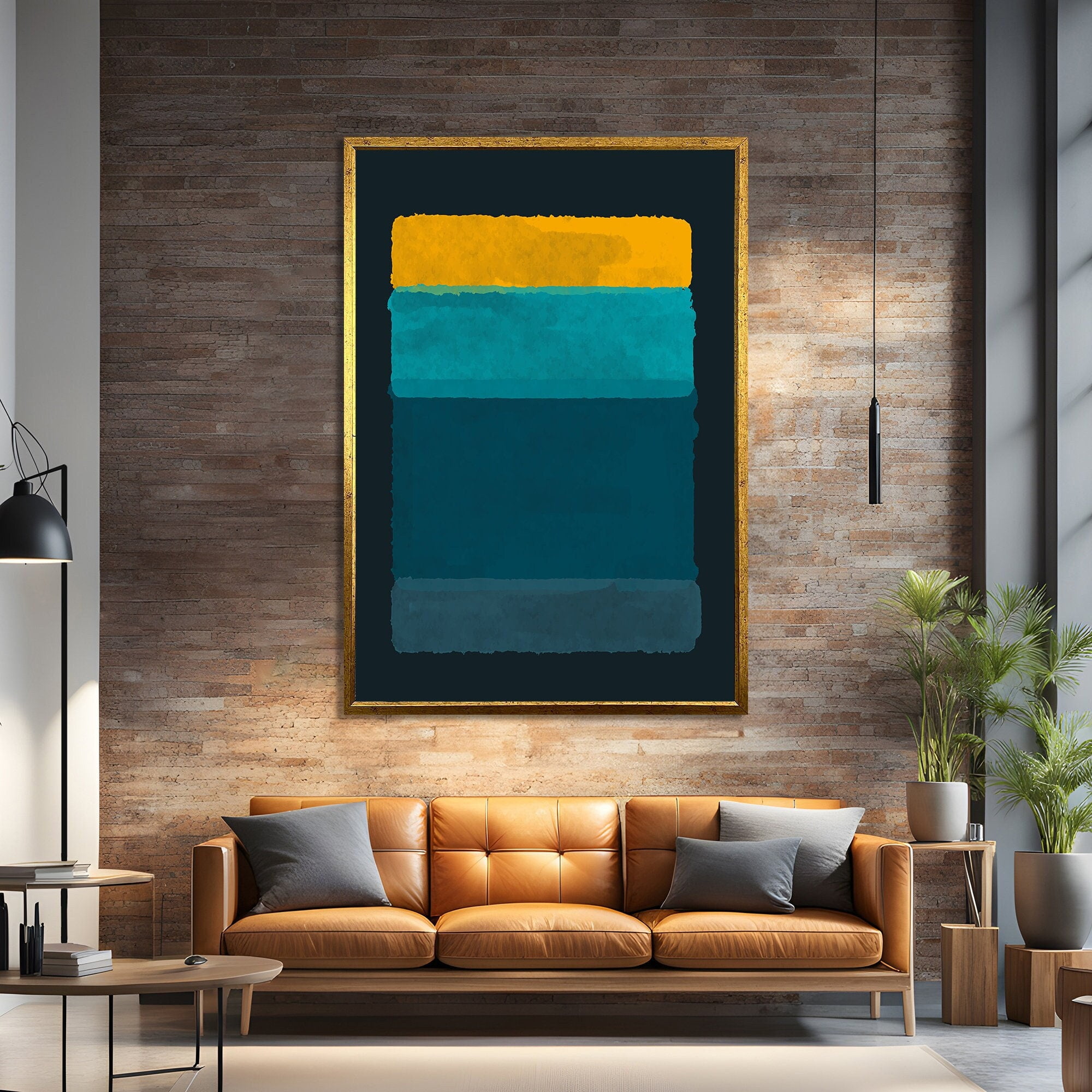 Mark Rothko Style Minimalist Abstract Art - Turquoise And Yellow Modern ...