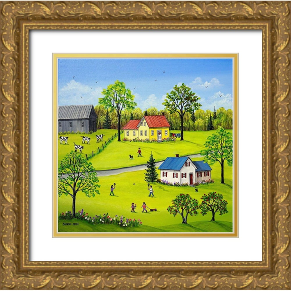 Mark, Sharon 15x15 Gold Ornate Wood Framed with Double Matting Museum ...