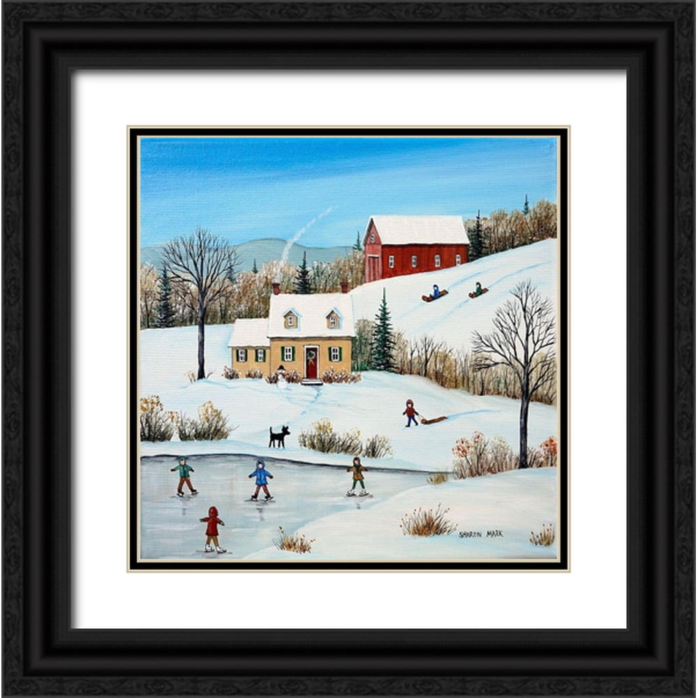 Mark, Sharon 26x26 Black Ornate Wood Framed with Double Matting Museum ...
