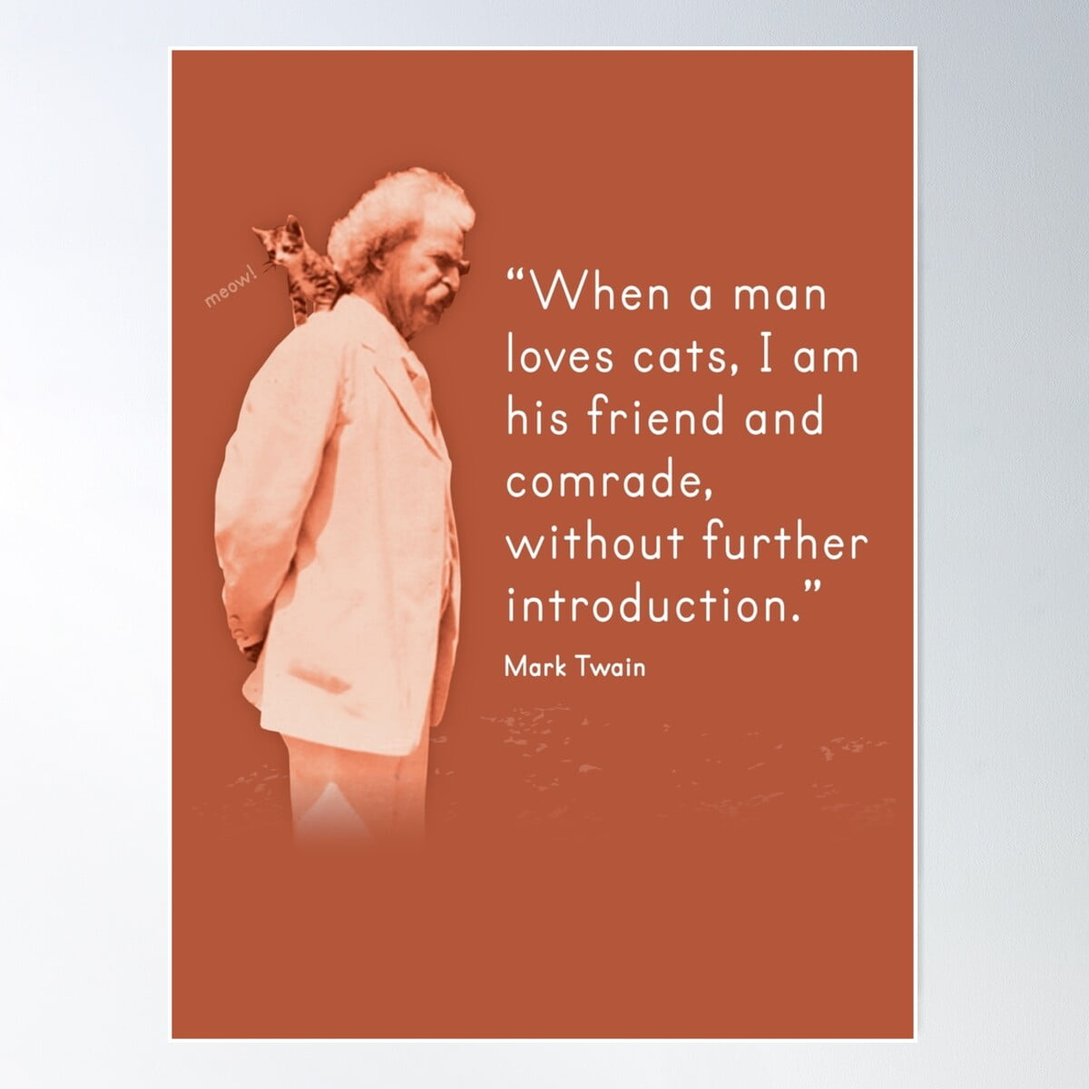 Mark Twain Likes Cats Poster Wall Art, Modern Wall Decor For Living ...