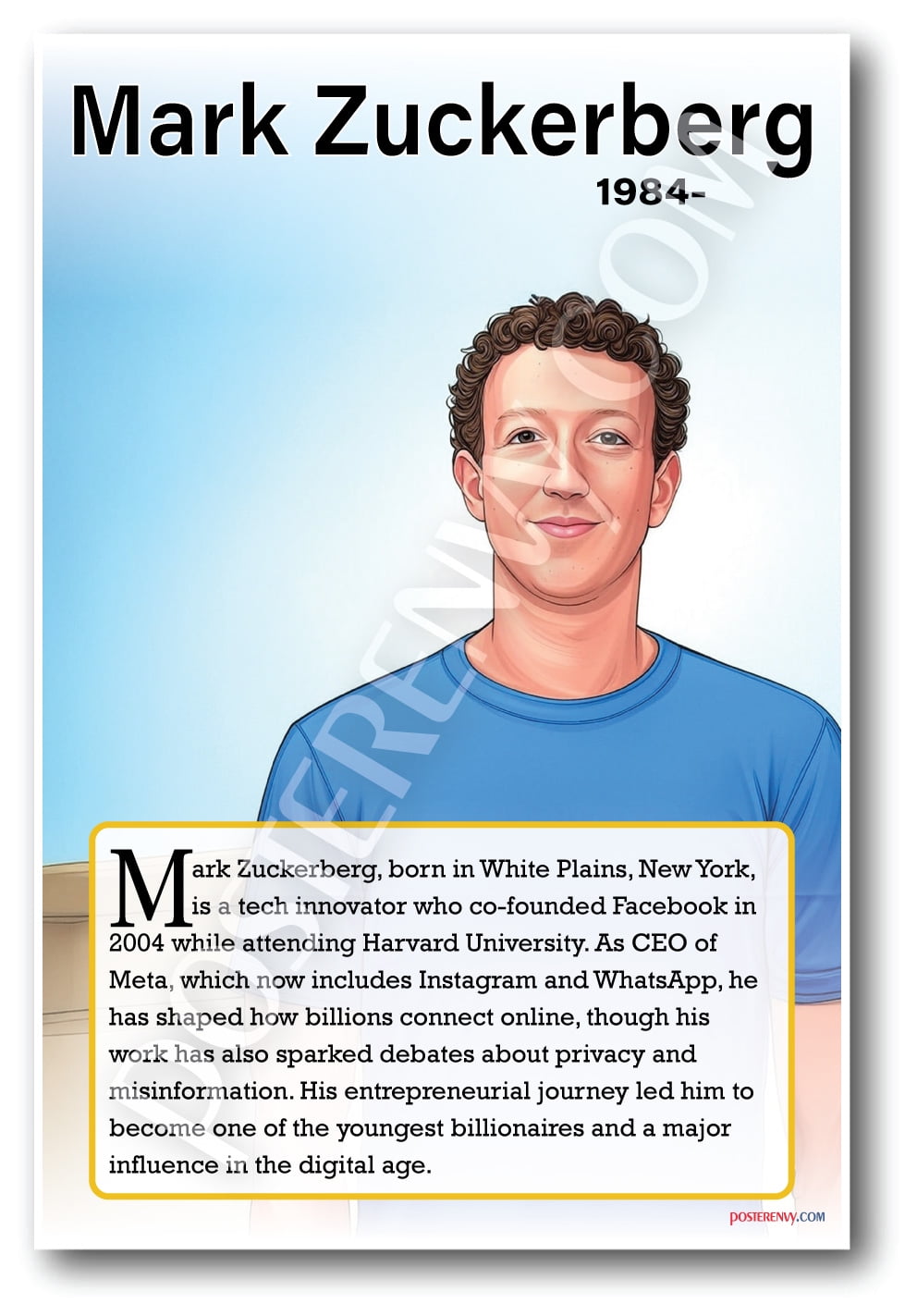 Mark Zuckerberg - Facebook Founder - Biography Poster 18 x 12 inch ...
