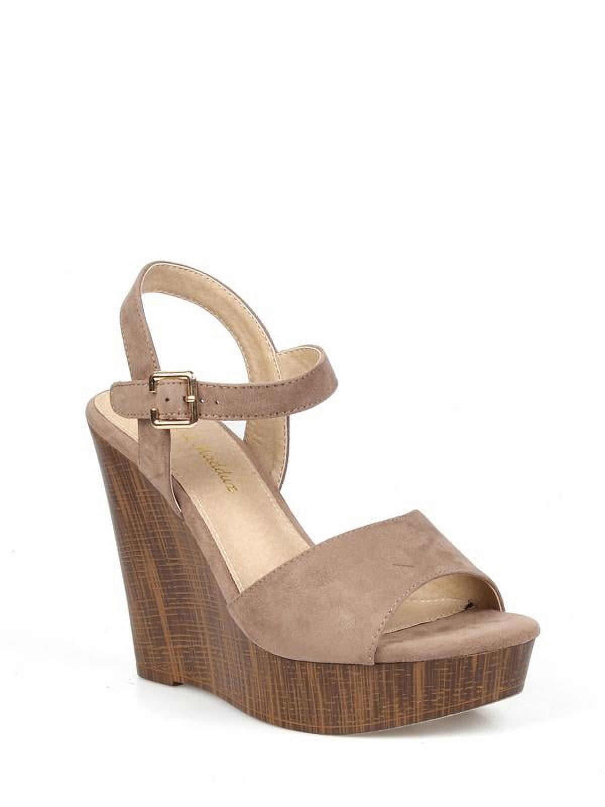 Mark and Maddux Faux Wooden Women's Platform Wedge in Taupe - Walmart.com