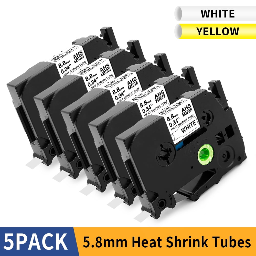 MarkDomain 5 Pack Compatible for Brother HSe-221 Black on White Heat ...