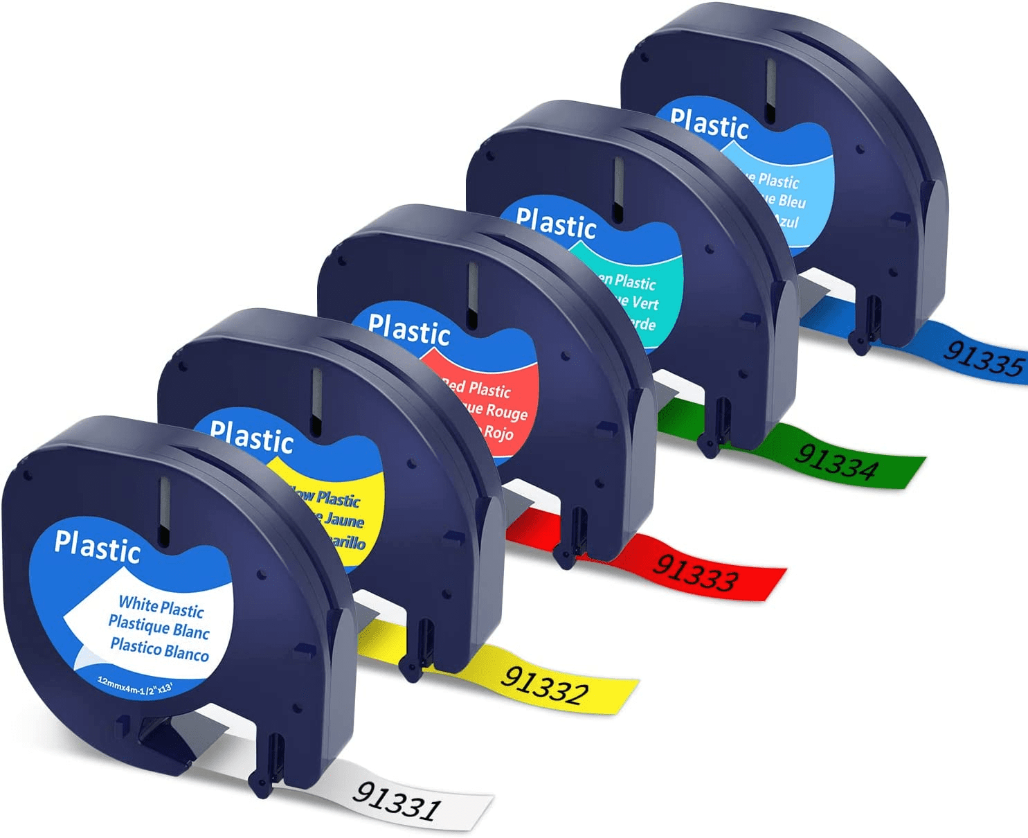 Markdomain 5 Pack Mixed Color Label Tape for Dymo LetraTag 91331-91335 ...