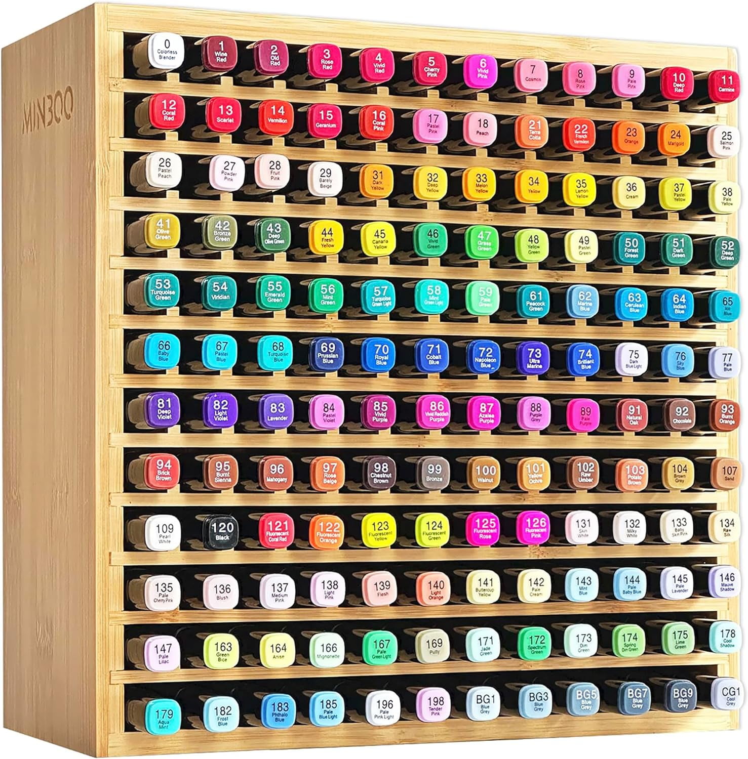 Marker Organizer for 144 Markers, Bamboo Art Supply Storage Organizer ...