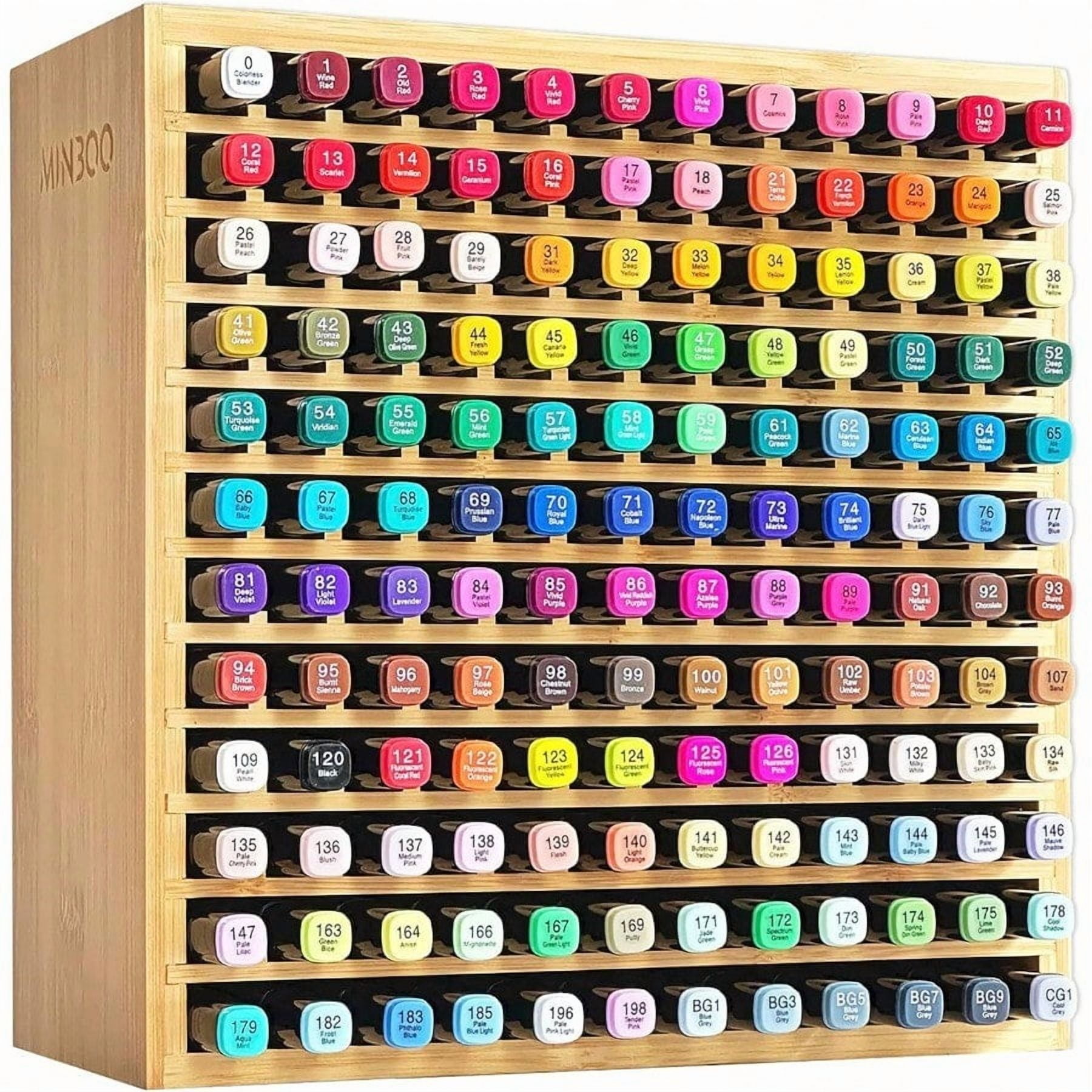Marker Organizer For 144 Markers Bamboo Art Supply Storage Organizer ...