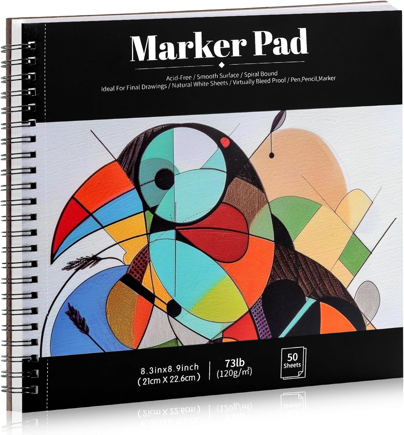 Marker Paper Pad, 7.6×7.6 Inch Bleedproof Art Sketch Pad, 73lb/120gsm ...