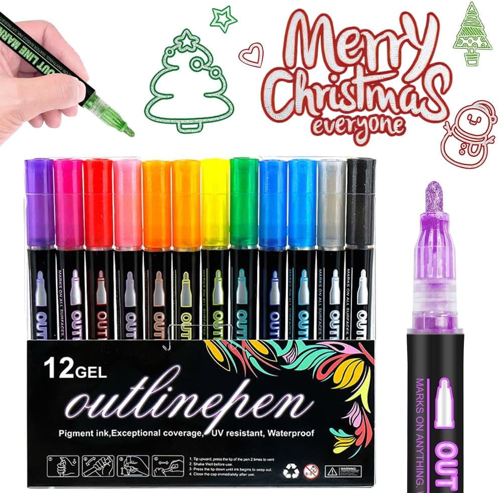 Marker Pen for Highlight, 2025 New Graffiti Pen Outline, Outline Marker ...