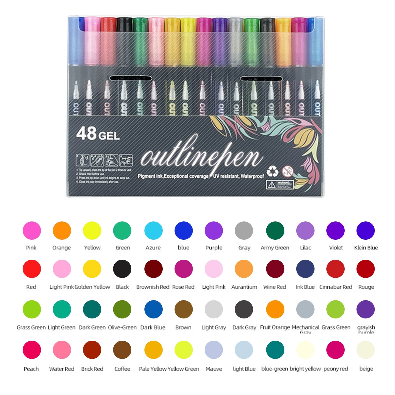 Marker Pen Smooth Flowi Double Line Glittering Gel Pen For Drawing ...