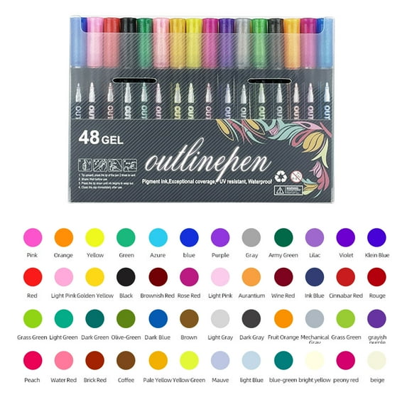 Marker Pen Smooth Flowi Double Line Glittering Gel Pen For Drawing ...