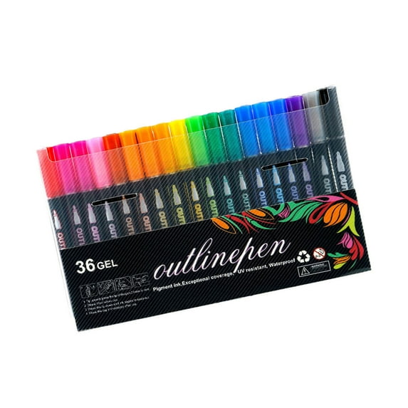 Marker Pen Smooth Flowi Double Line Glittering Gel Pen For Drawing ...