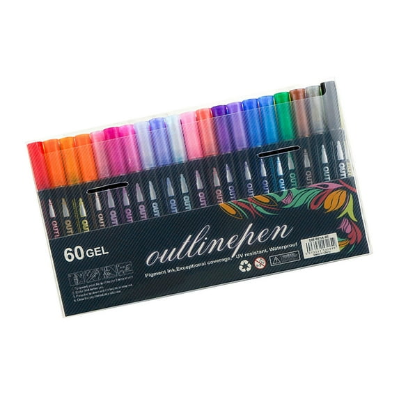 Marker Pen Smooth Flowi Double Line Glittering Gel Pen For Drawing ...