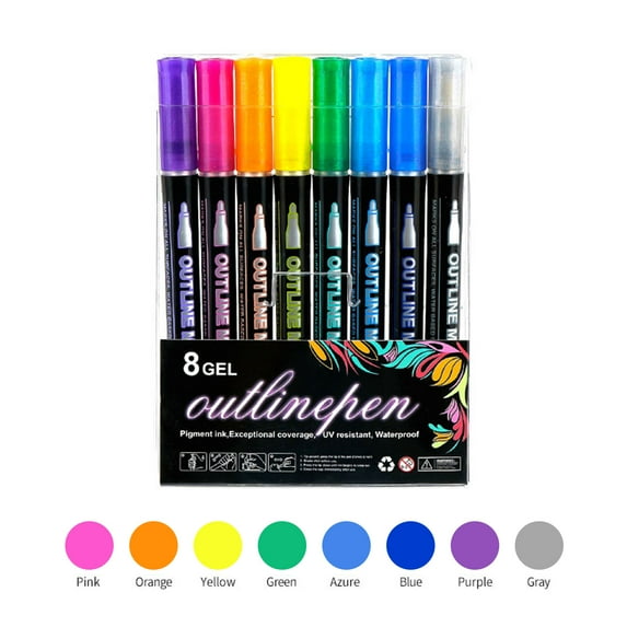 Marker Pen Smooth Flowi Double Line Glittering Gel Pen For Drawing ...