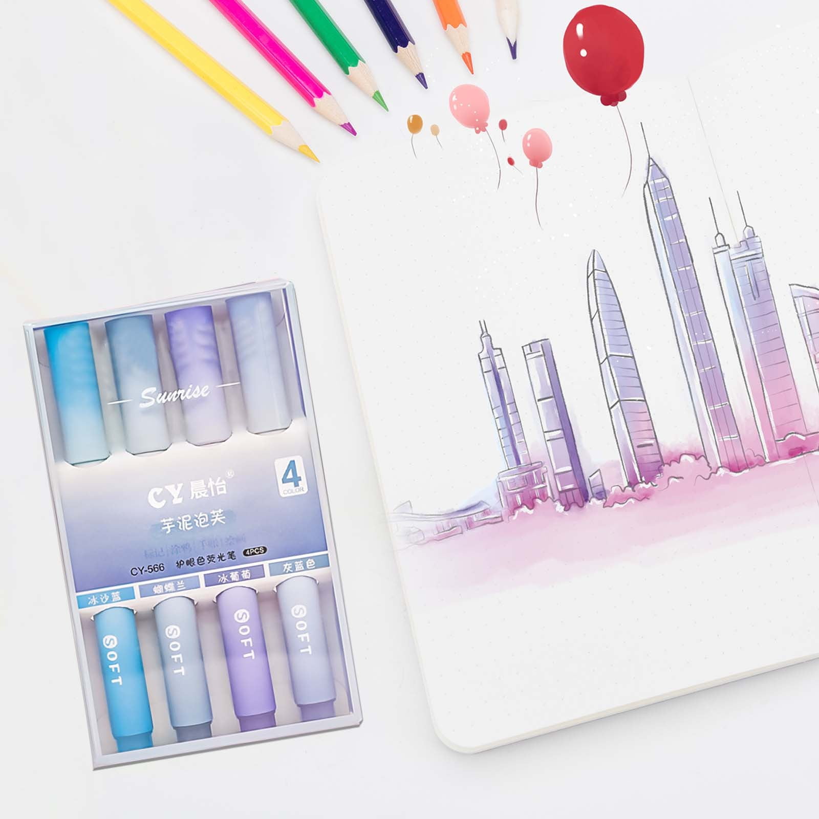 Marker Pen Taro Puffs|4 Packs Highlighters Assorted Colors Highlighters ...