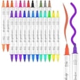 Marker Pens 24 count, Dual Tip Pens With soft Tip and Hard Tip, Fine ...