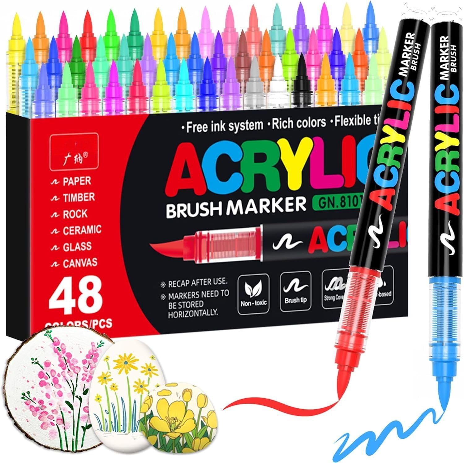 Markers,48 Colors with Direct-Liquid Ink Control System, Professional ...