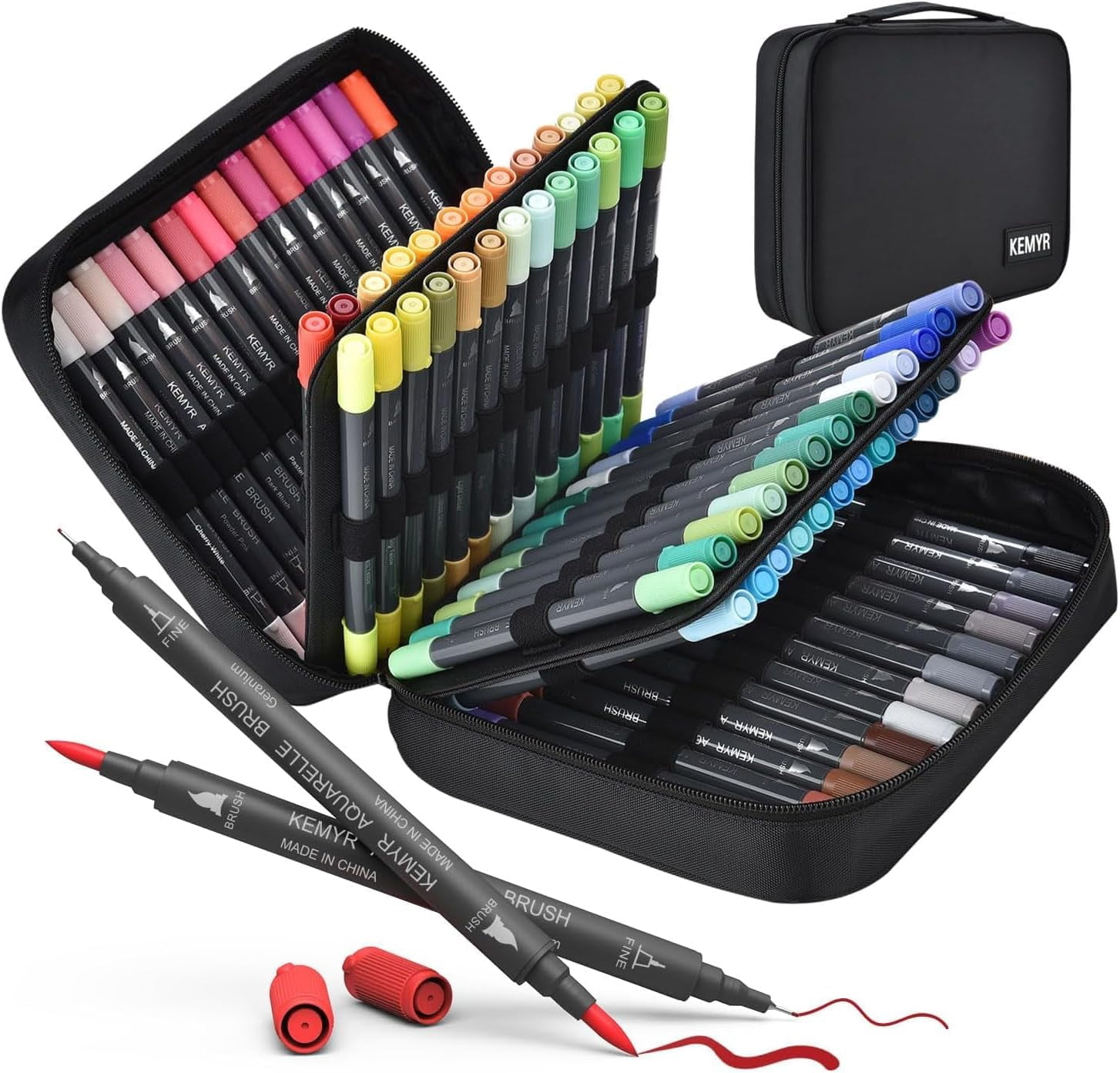 Markers for Adult Coloring Books: 80 Color Dual Tip Fine & Brush Pens ...
