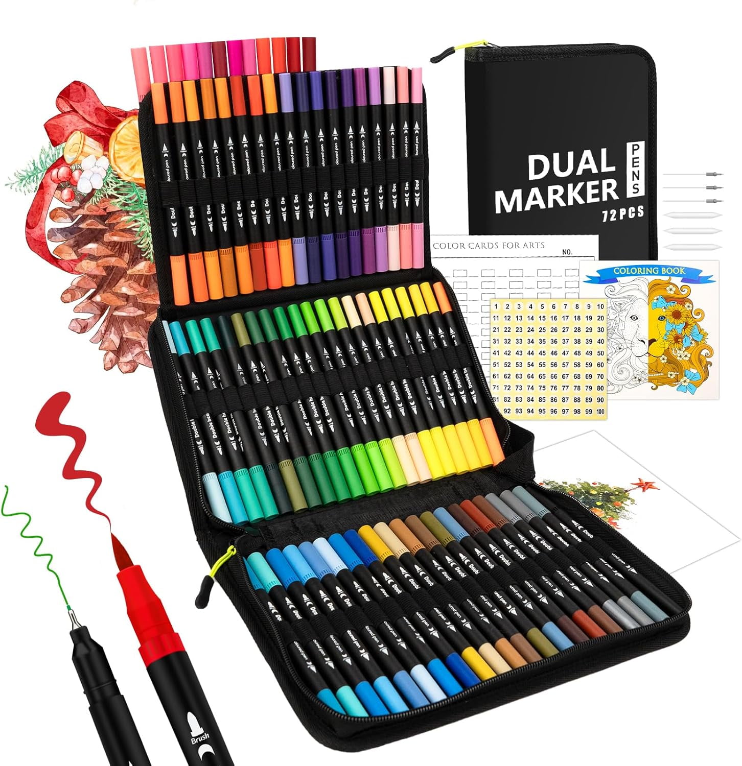 Markers for Adult Coloring Books No Bleeding, 72 Colors Dual Tip ...