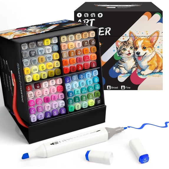 Markers Dual Tip Marker Set, 100 Colors for Adults, No Bleed Colors for ...