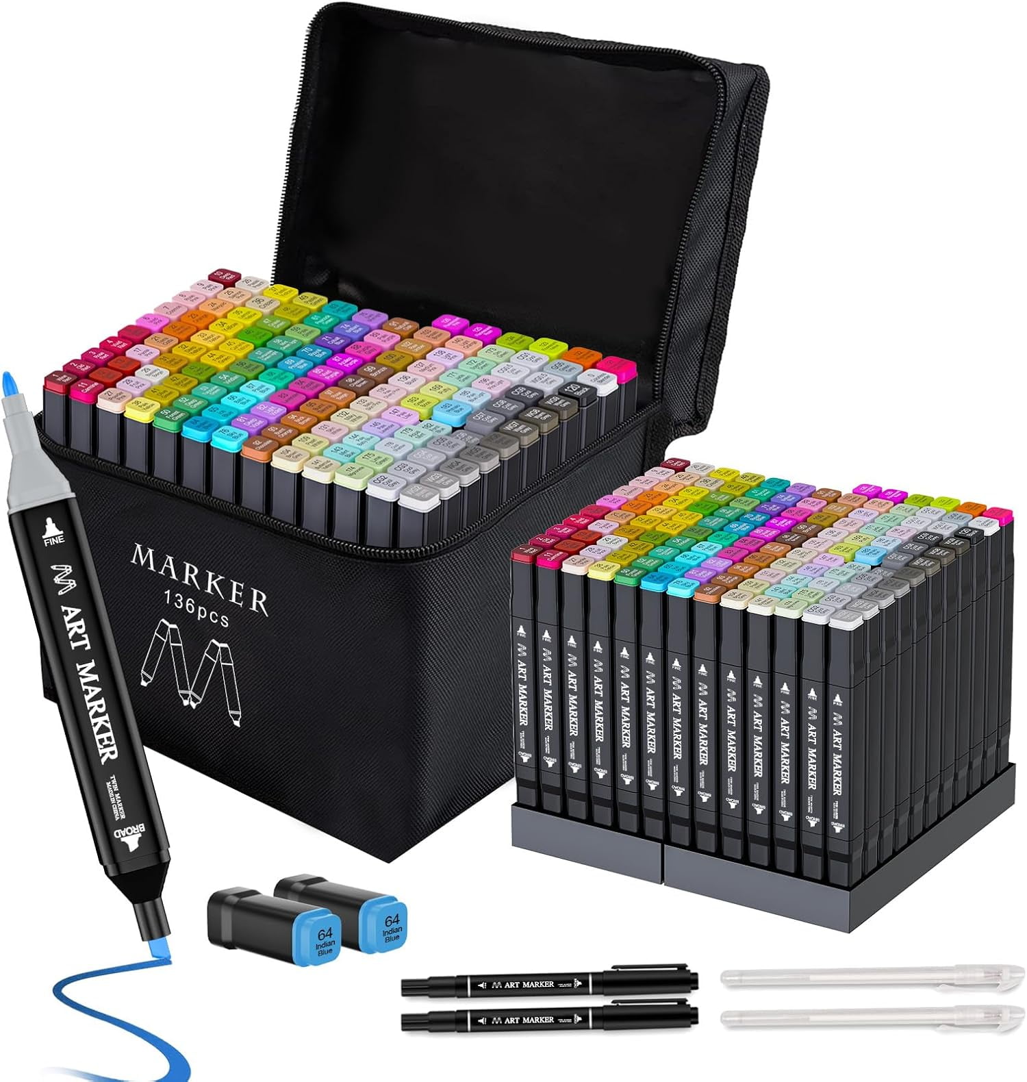 Markers Set, 136 Colors Dual Tip Based Art Marker for Artists ...