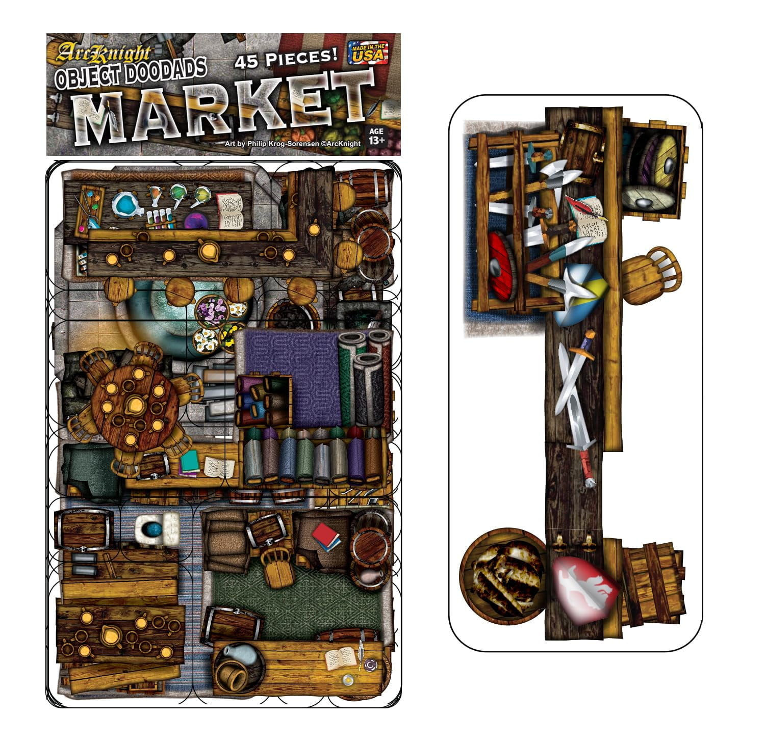 Market - 40pc Double-Sided Market Stall & Prop Pieces for Starters ...