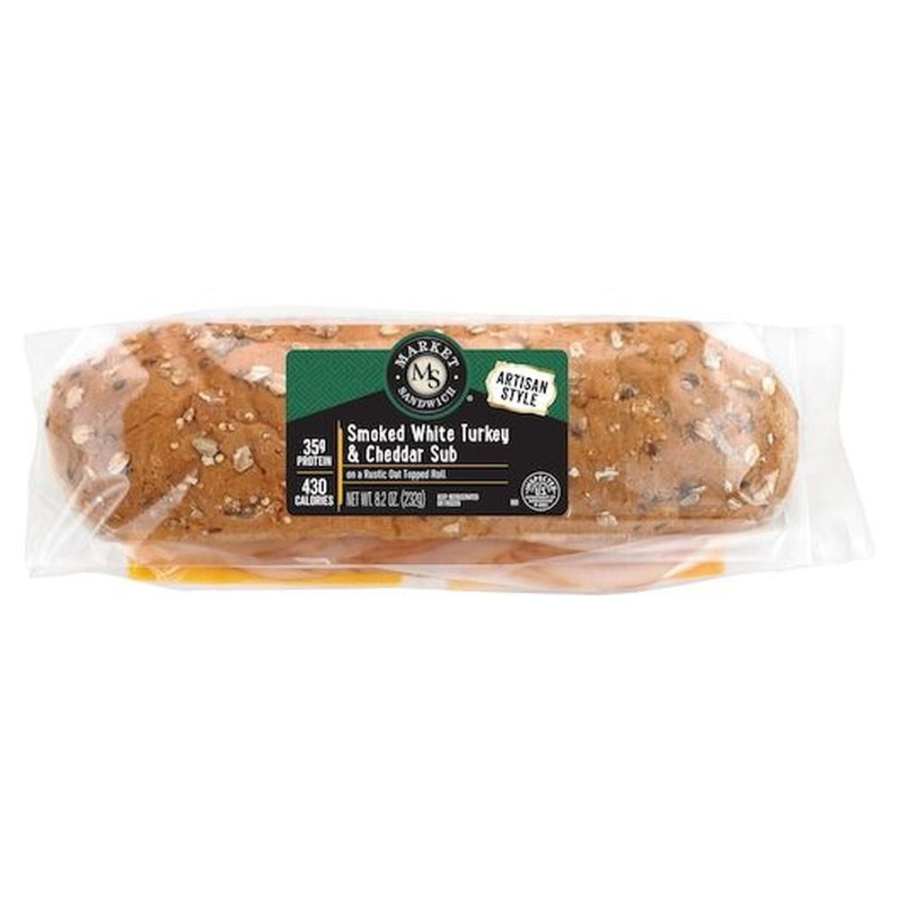 Market Artisan Style Smoked White Turkey and Cheddar Sub Sandwich, 8.2 Ounce -- 8 per case ...
