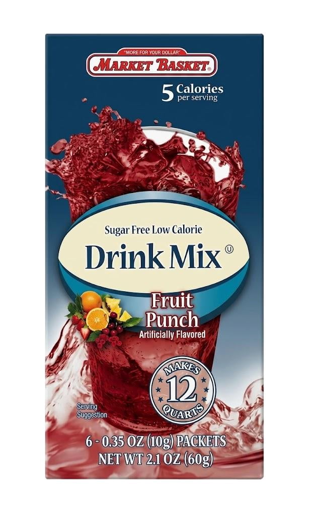 Market Basket Sugar Free Low Calorie Fruit Punch Drink Mix, 6 Packets ...