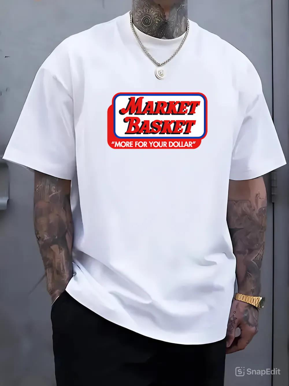 Market Basket Supermarket Logo Funny Demoulas New England Grocery Store T-Shirt V51356, for men ...
