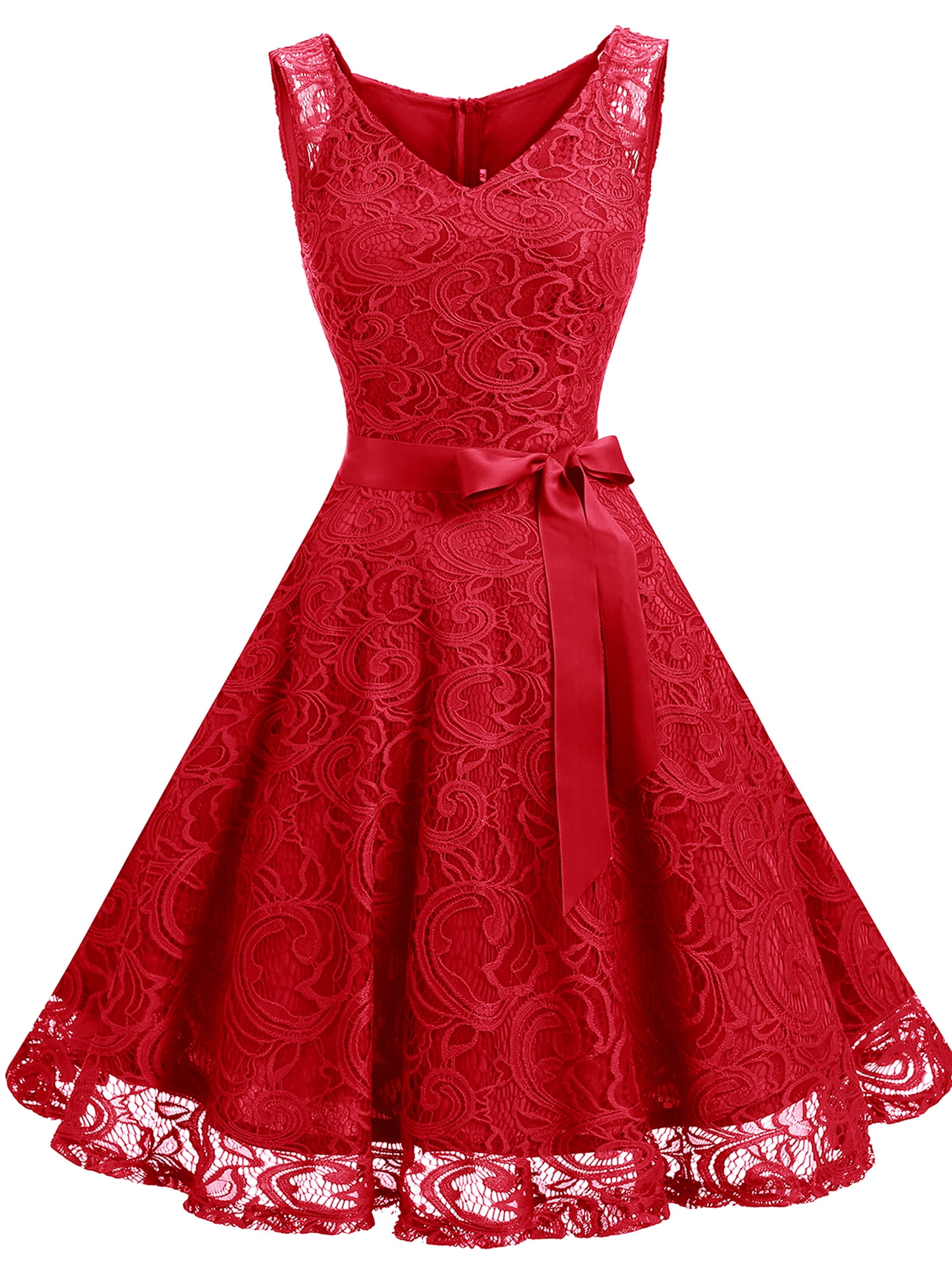 Market In The Box Women Floral Lace V Neck Sleeveless Bridemaid Party ...