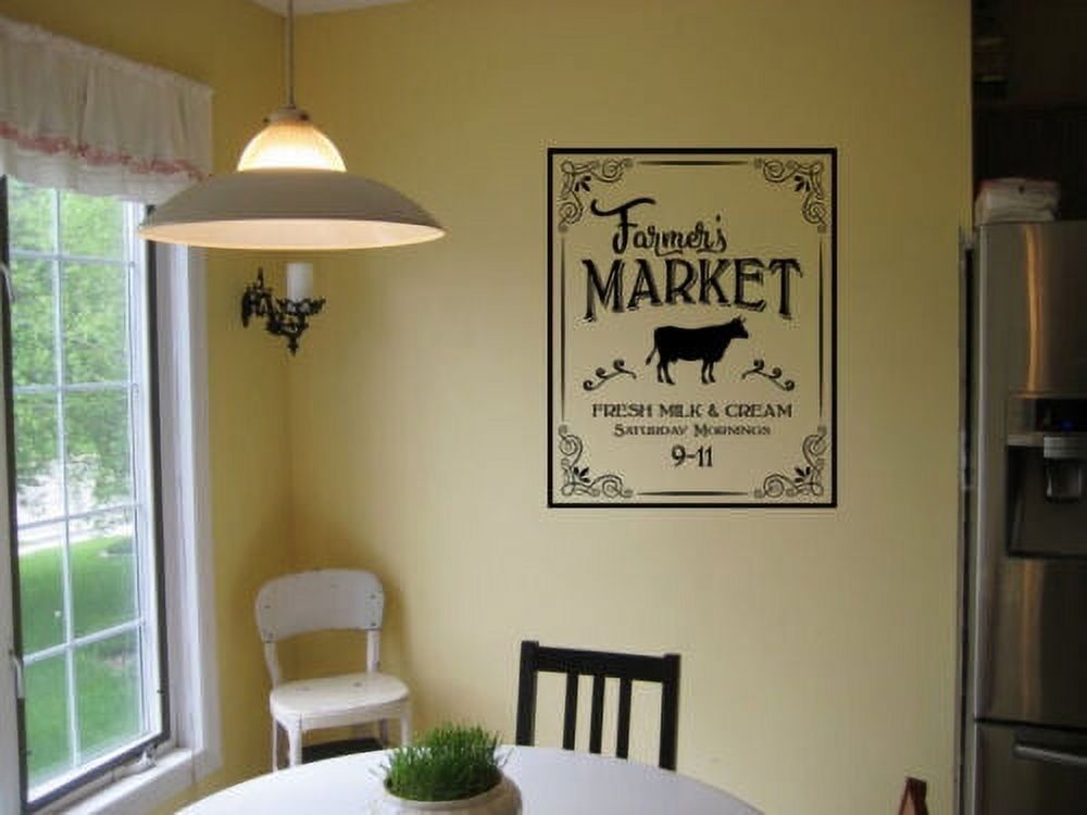 Market Kitchen Vinyl Wall Decal Farmhouse Decal Vintage Cow Lettering ...