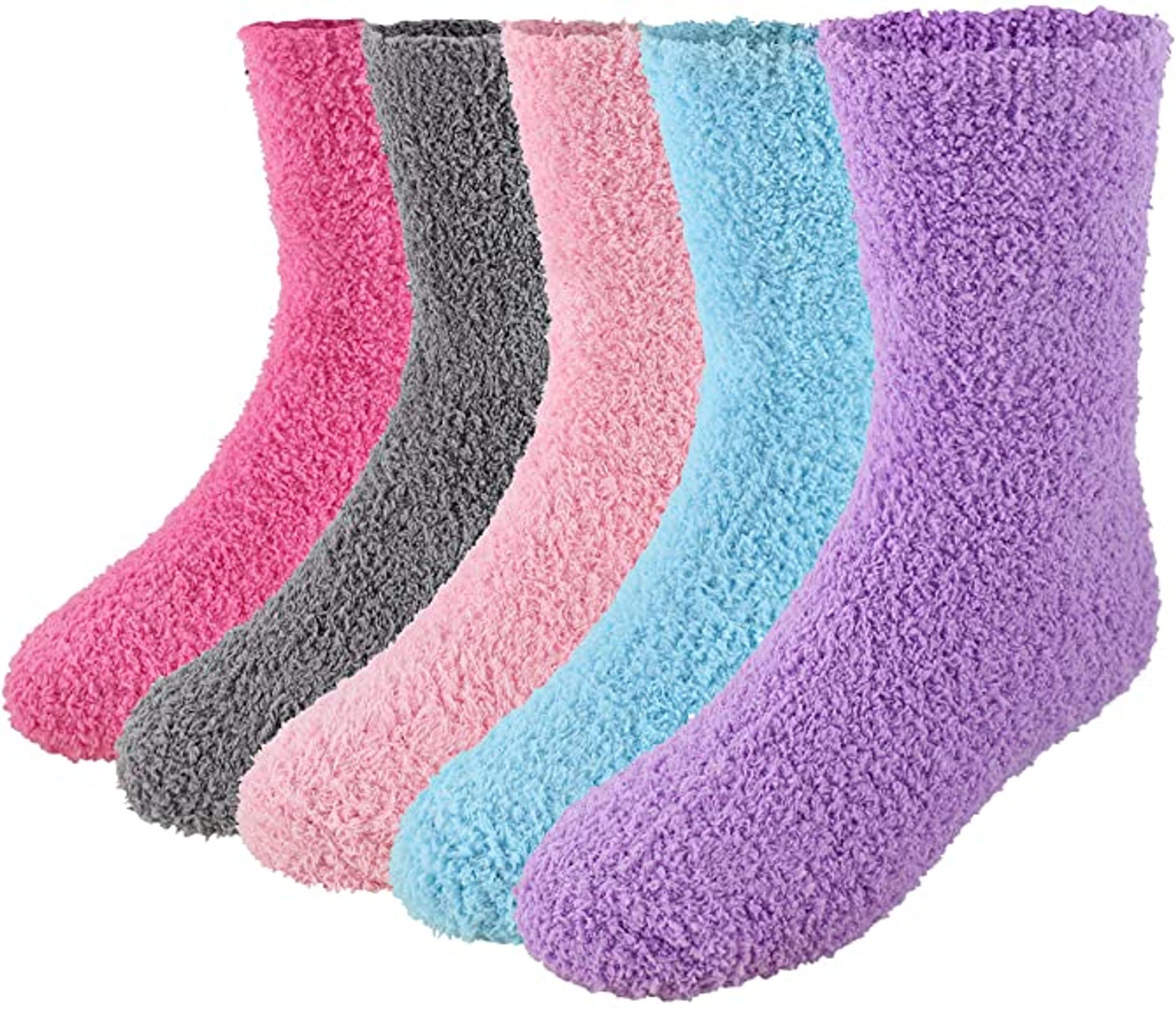 Market & Layne Gripper 5 Pack Adult Fuzzy Non-Slip Comfy Grip Socks for ...
