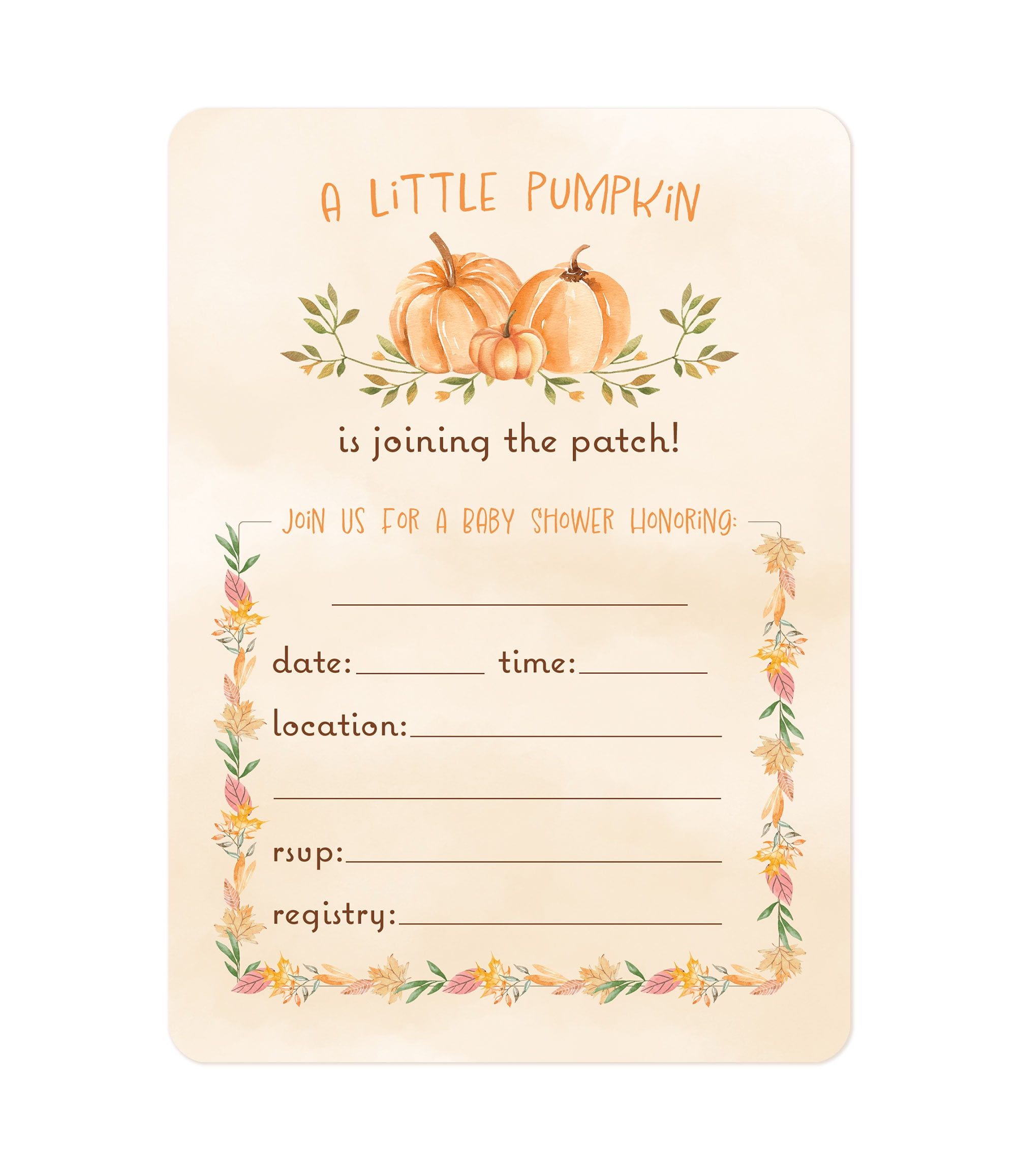 Market On Mainstreet Pumpkin Patch Baby Shower Invitations, Set of 25 ...