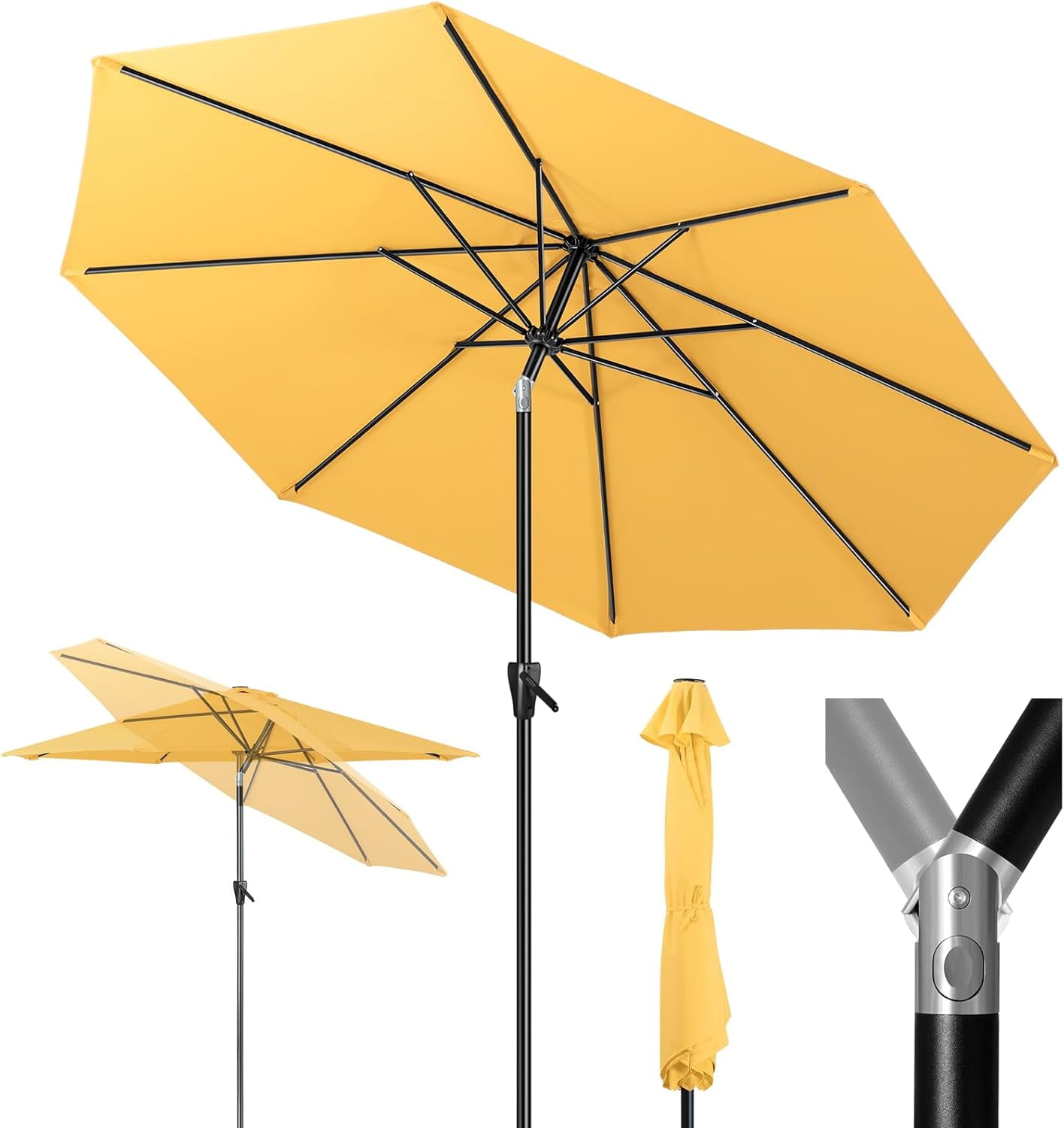 Market Outdoor Table Umbrella with Push Button Tilt and Crank,Large Sun Umbrella with Sturdy ...