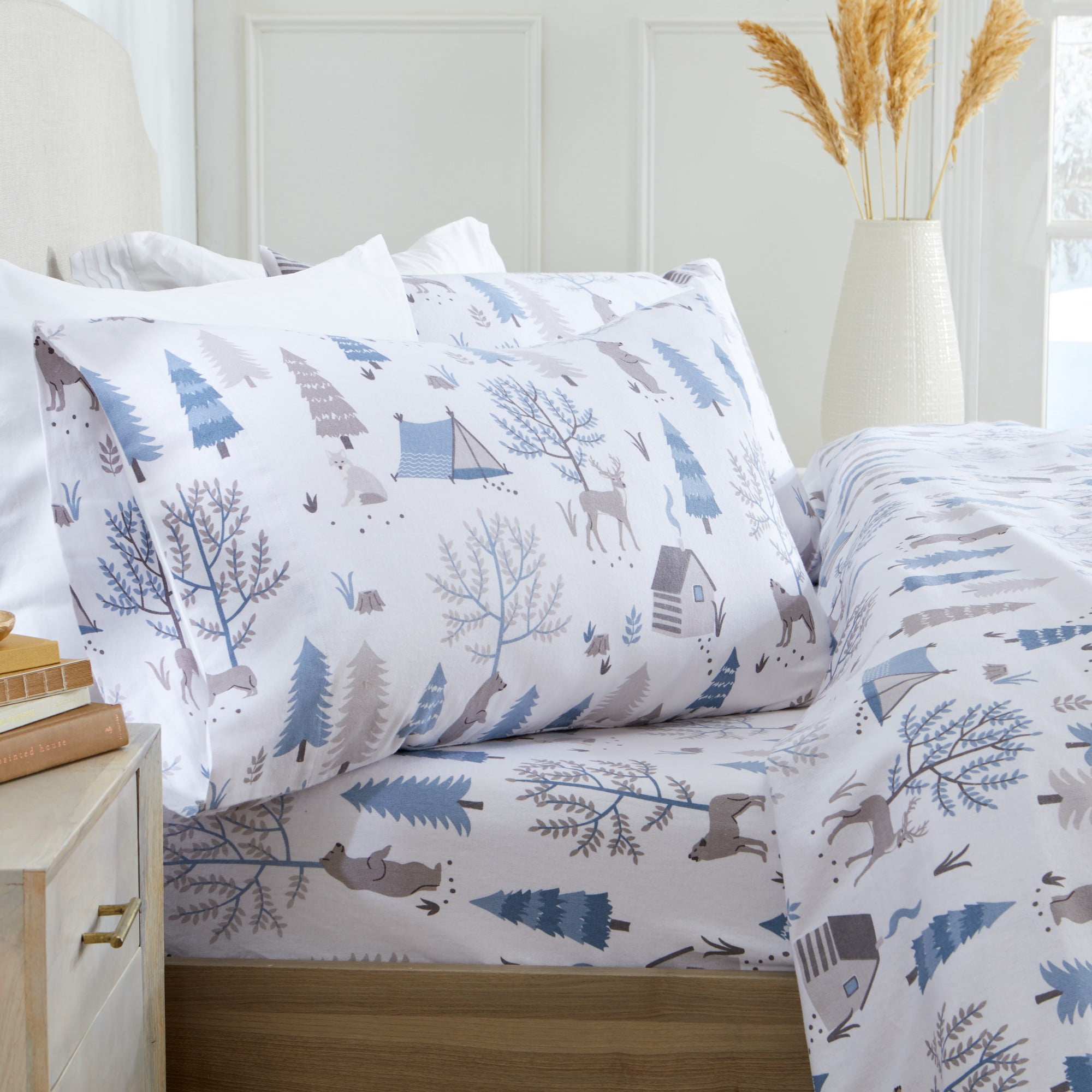 Market & Place Alpine Printed 100% Cotton Flannel Sheet Set, King ...